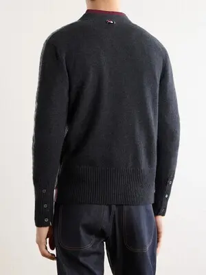 Thom Browne Cable-knit Virgin Wool Cardigan - Gray
