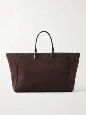 THE ROW Timo Leather-trimmed Canvas Tote Bag - Brown
