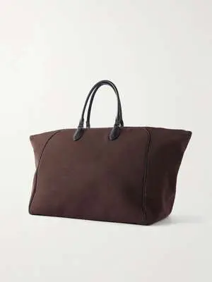 THE ROW Timo Leather-trimmed Canvas Tote Bag