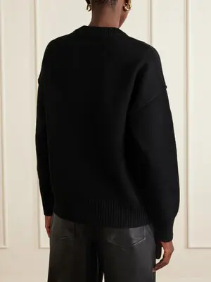 AMI Paris Intarsia Wool Sweater - Black