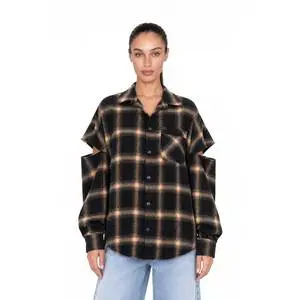 MYSIMPLICATED Fragmented Sleeves Shirt In Black - Black/brown