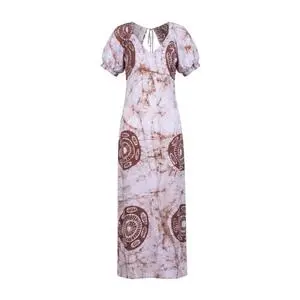 CELESTE MENDIS Perennial Blossom Dress Handmade Batik - Brown