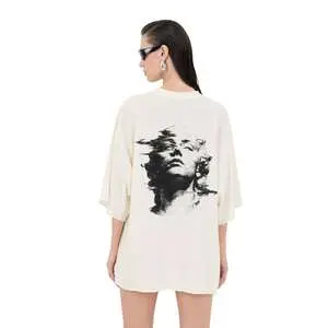 MYSIMPLICATED Oversized Off- Cotton Tee With Graphic Print - White