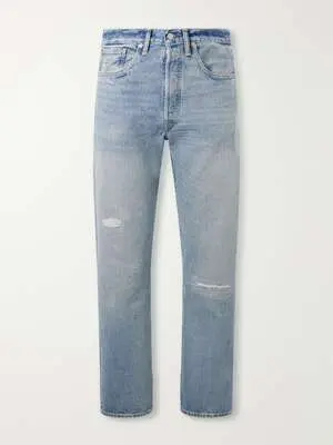 Ralph Lauren Straight-leg Logo-embroidered Distressed Jeans - Blue