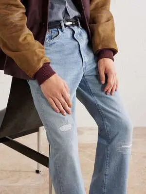 Ralph Lauren Straight-leg Logo-embroidered Distressed Jeans