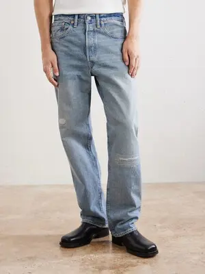 Ralph Lauren Straight-leg Logo Embroidered Distressed Jeans