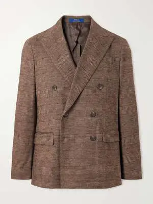 Polo Ralph Lauren Double-breasted Prince Of Wales Blazer - Brown