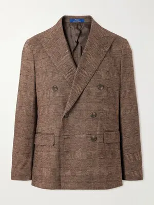 Polo Ralph Lauren Double-breasted Prince Of Wales Blazer - Brown