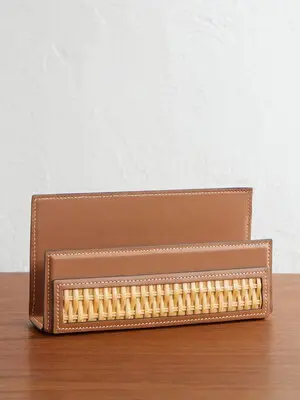 Ralph Lauren Bailey Woven Leather Letter Rack - Brown