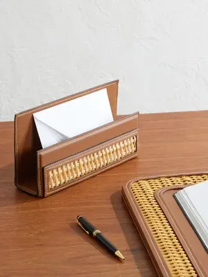 Ralph Lauren Bailey Woven Leather Letter Rack - Brown