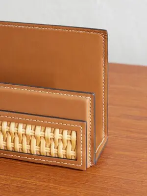 Ralph Lauren Bailey Woven Leather Letter Rack - Brown
