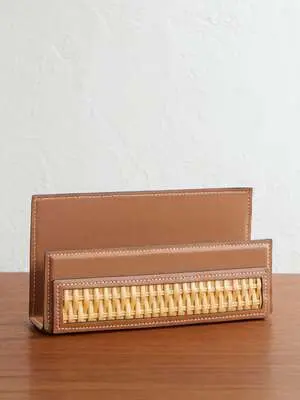 Ralph Lauren Bailey Woven Leather Letter Rack - Tan