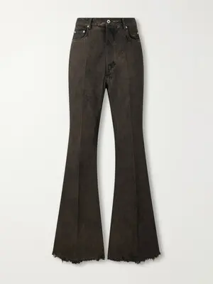 Rick Owens Bolan Flared Frayed Jeans - Gray