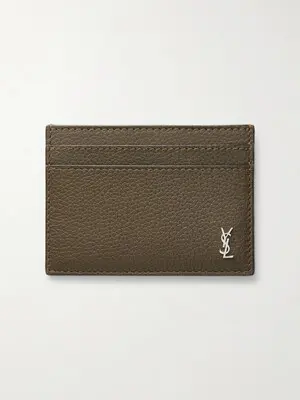 Saint Laurent Tiny Cassandre Logo-appliquéd Full-grain Leather Cardholder