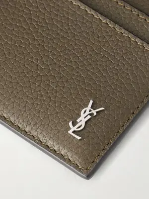 Saint Laurent Tiny Cassandre Logo-appliquéd Full-grain Leather Cardholder