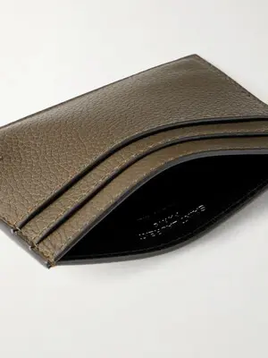 Saint Laurent Tiny Cassandre Logo-appliquéd Full-grain Leather Cardholder