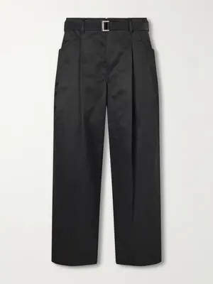 Sacai Wide-leg Cotton Chinos - Black