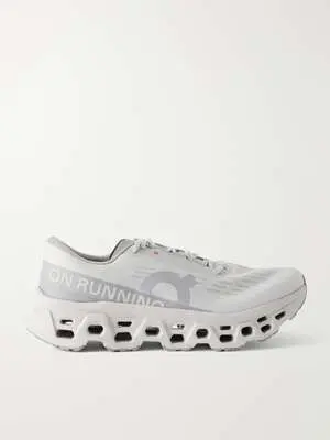 On Cloudmonster 3 Rubber-trimmed Stretch-knit Sneakers - Light Gray