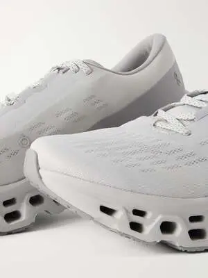 On Cloudmonster 3 Rubber-trimmed Stretch-knit Sneakers - Light Gray