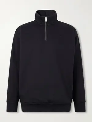 On Club Collective Logo-embroidered Cotton-blend Jersey Half-zip Sweater - Black