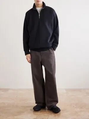 On Club Collective Logo-embroidered Cotton-blend Jersey Half-zip Sweater - Black