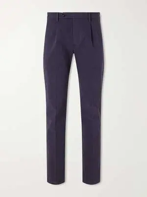 Massimo Alba Ionio2 Straight-leg Cotton-blend Trousers - Navy
