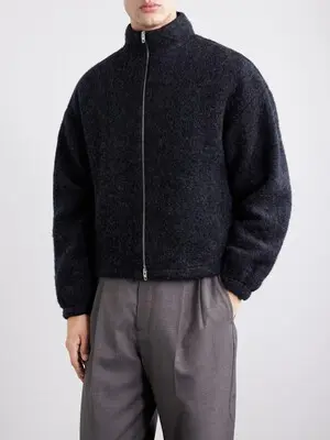 JIL SANDER Brushed Wool-blend Blouson Jacket - Gray