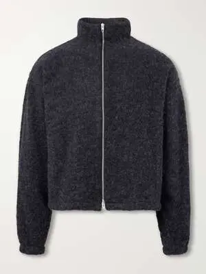 JIL SANDER Brushed Wool-blend Blouson Jacket - Navy