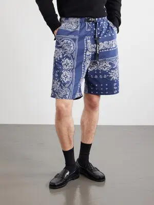Kapital Belted Patchwork Bandana Print Cotton Shorts