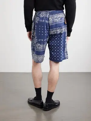 Kapital Belted Patchwork Bandana Print Cotton Shorts