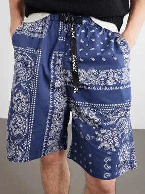 Kapital Belted Patchwork Bandana Print Cotton Shorts