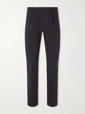 Massimo Alba Ionio2 Straight-leg Cotton-blend Trousers - Black