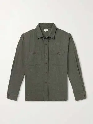 Hartford Percey Wool-blend Canvas Shirt - Green