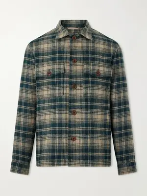 Hartford Checked Wool-blend Overshirt - Green
