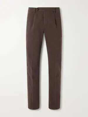 Massimo Alba Ionio2 Straight-leg Cotton-blend Trousers - Brown