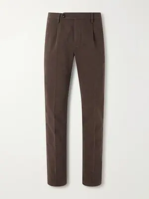 Massimo Alba Ionio2 Straight-leg Cotton-blend Trousers - Brown