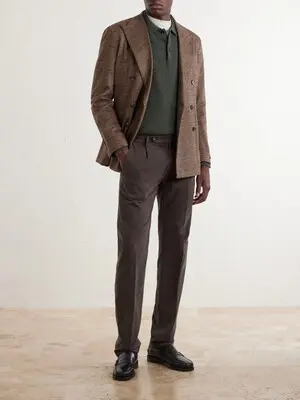 Massimo Alba Ionio2 Straight-leg Cotton-blend Trousers - Brown