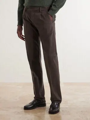 Massimo Alba Ionio2 Straight-leg Cotton-blend Trousers - Brown