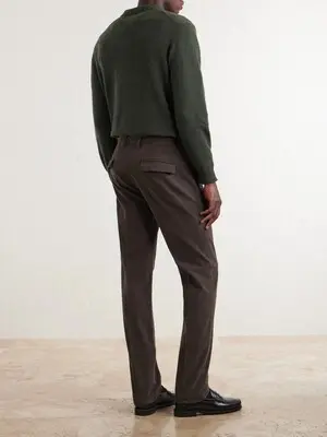 Massimo Alba Ionio2 Straight-leg Cotton-blend Trousers - Brown