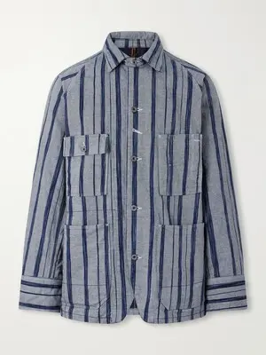 Kapital Cactus Striped Cotton-kasuri Jacket - Blue
