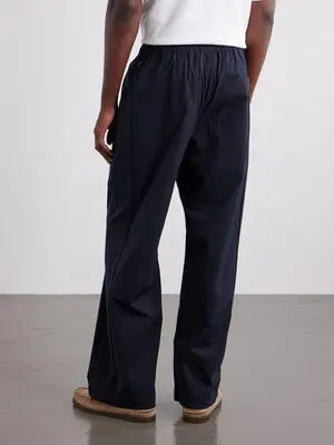 FRAME Straight-leg Cotton-blend Trousers With Embroidered Logo