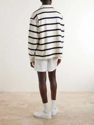FRAME Logo-embroidered Striped Cotton Sweater
