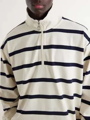FRAME Logo-embroidered Striped Cotton Sweater