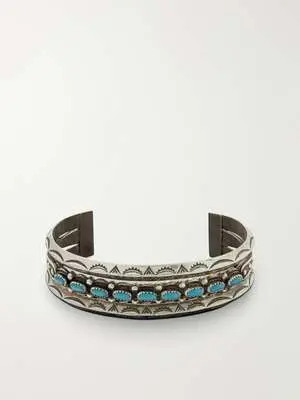 FOUNDWELL Vintage 1970s Sterling Turquoise Cuff - Silver