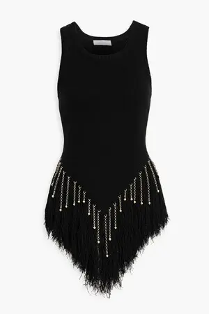 Rabanne Embellished Fringed Linen Knit Top
