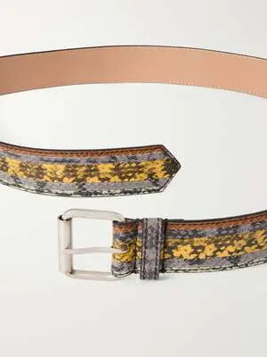 Dries Van Noten 3cm Patchwork Snake-effect Leather Belt