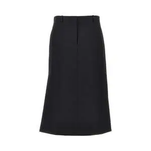 Fendi Grain De Poudre Wool Midi Skirt