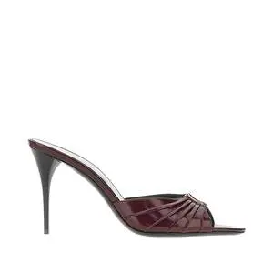 Saint Laurent SAINT LAURENT "Babylone" Leather Mules Red
