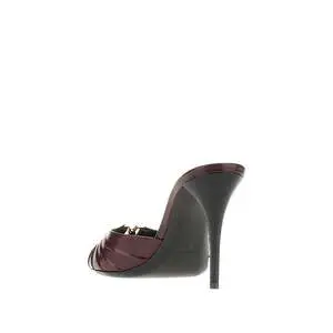 Saint Laurent Babylone" Leather Mules - Red