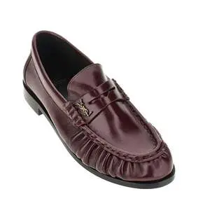 Saint Laurent Leather Loafers With Cassandre Logo - Red